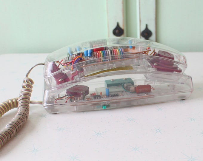 1980s CLEAR Telephone....retro. Mod. Diner. Rad. 80s Phone. Collectible ...
