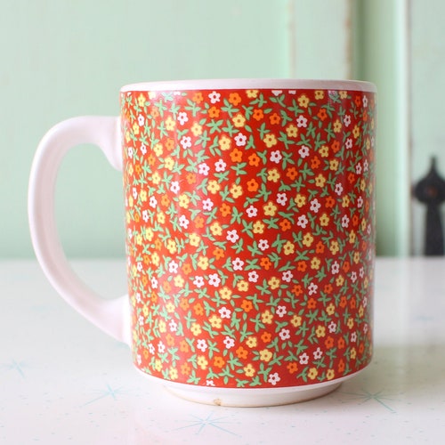 1960s RETRO FLORAL Coffee Mug.....retro Housewares. Flower. - Etsy
