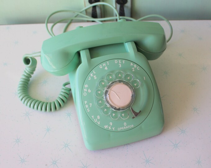 Vintage Atomic RETRO Rotary Telephone....desk. Teal. Rad. 1960s Phone ...