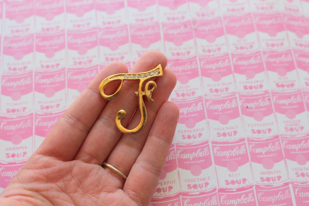 Vintage Golden Glam Letter F Brooch......retro. Classic. Costume ...