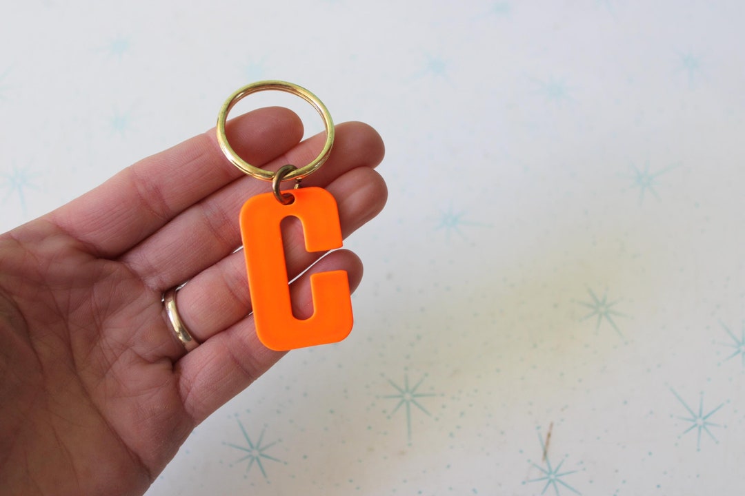NOS Vintage LETTER C Orange Alphabet Keychains..hipster. Collectible ...