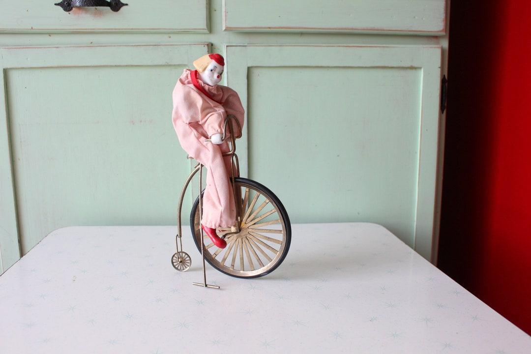 Vintage 1970s CLOWN Circus Art Deco Mid Century Doll....bike. Antique ...