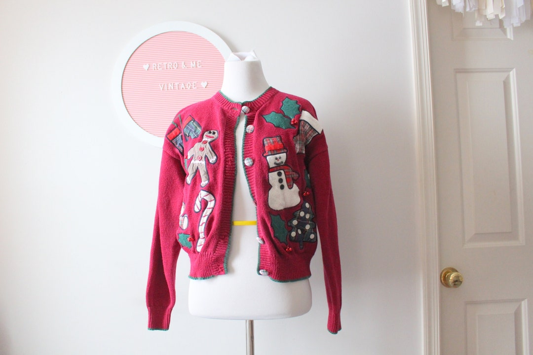 Vintage Christmas Cardigan: Jingle Bell Gingerbread Sweater, Kitsch ...