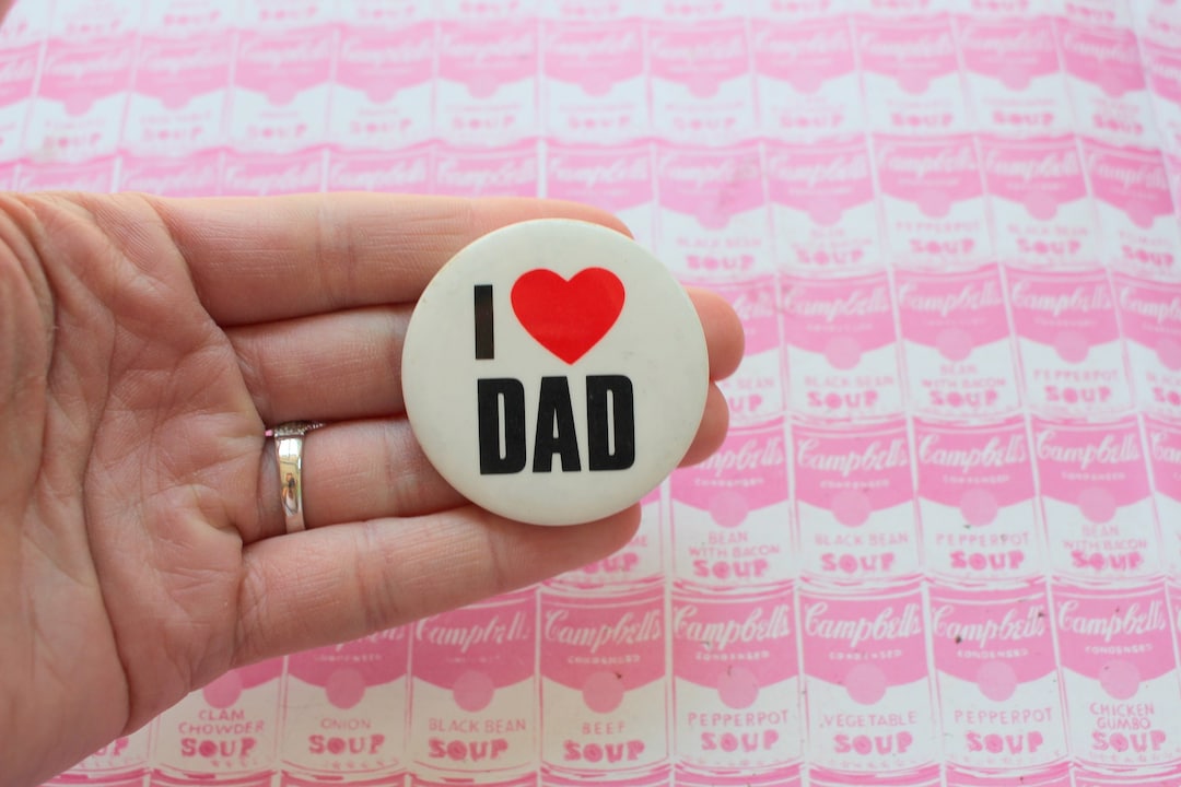 Vintage 80s 'I Heart Dad' Button Pin - Father's Day Gift - Etsy