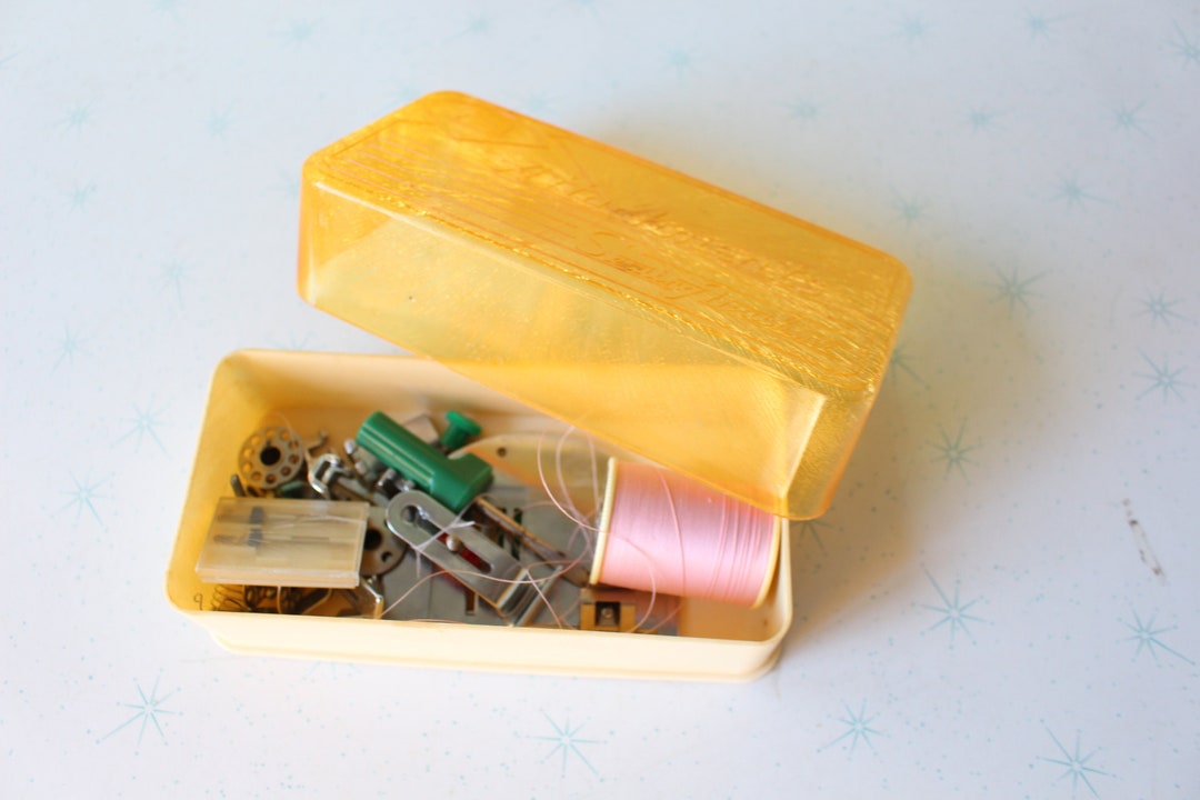 1970s Yellow Atomic Craft Sew Sewing Box...threads. Sewing. Craft ...