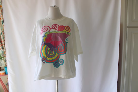 1980s Neon Bright Colorful Funky Vintage Top......rad… - Gem