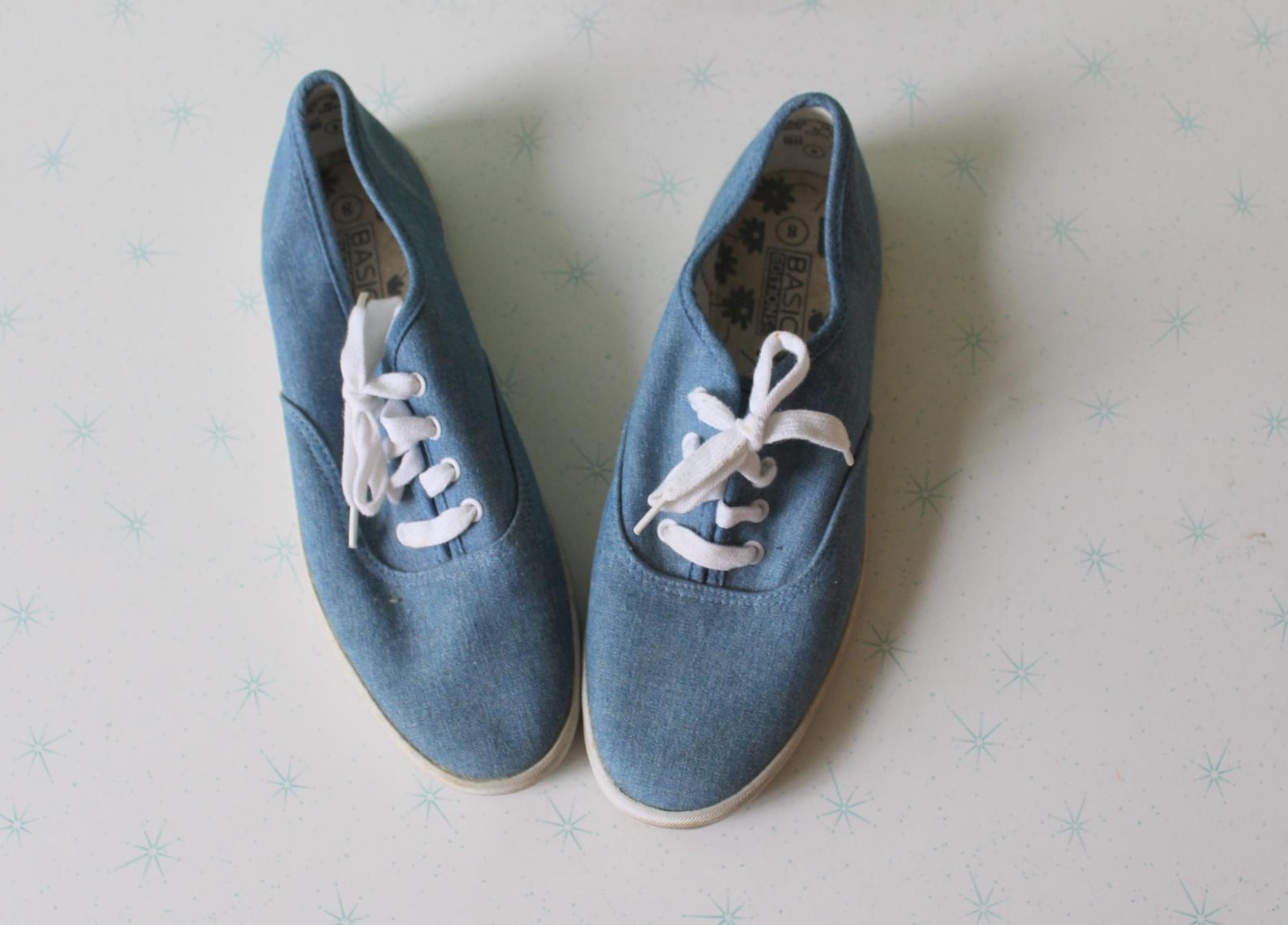1980s Blue Denim Lace up Flats: Vintage Jean Canvas Shoes - Etsy