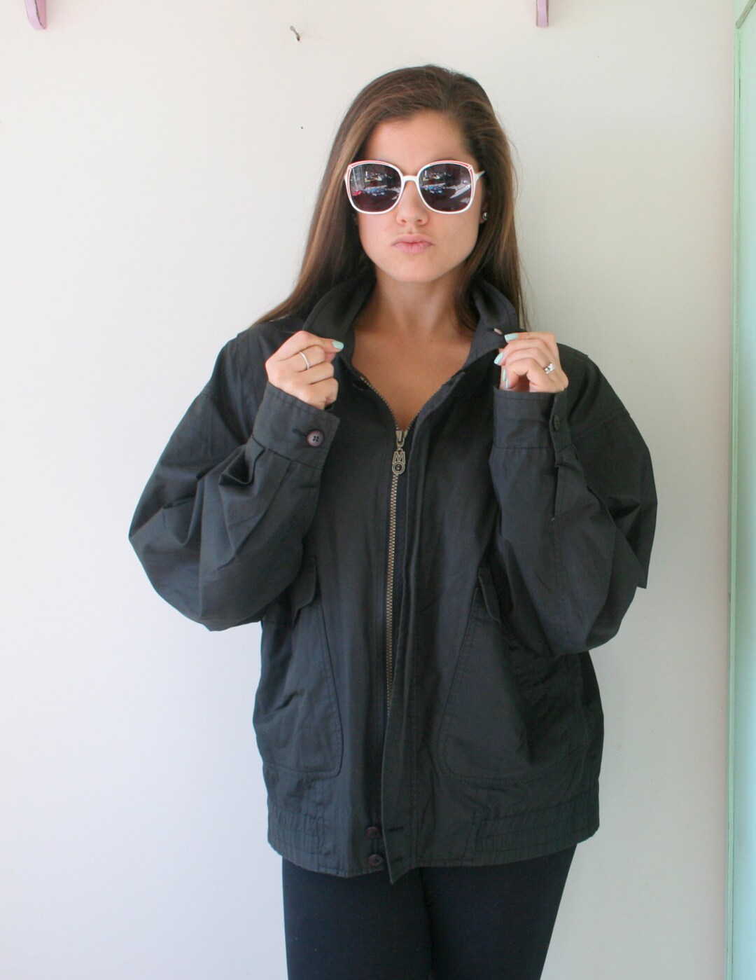 Vintage Unisex Jacket...size Medium. Large. Unisex. Retro. Black. 1980s ...