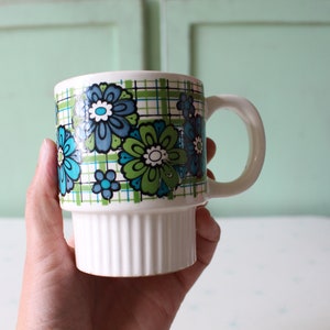 1960s RETRO FLORAL Coffee Mug.....retro Housewares. 70s Home. Flower ...