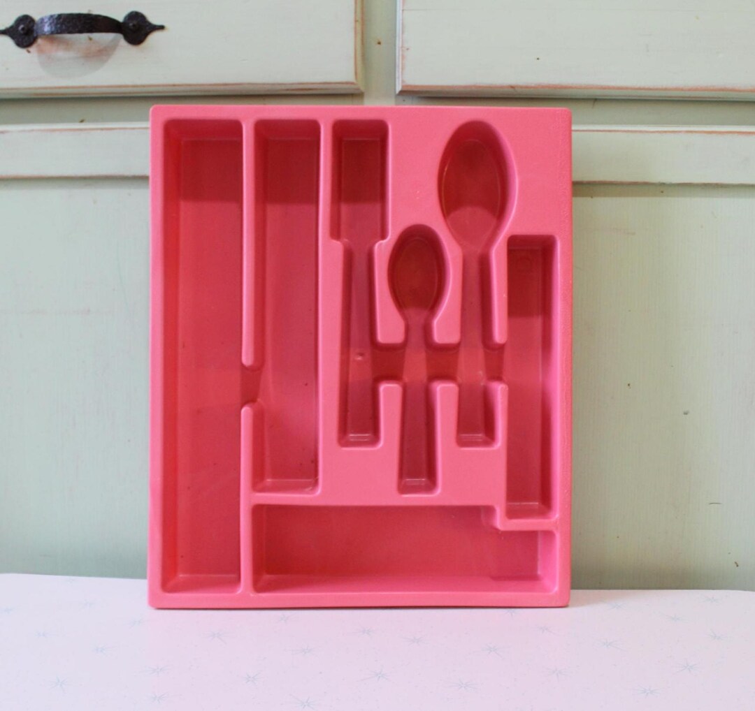Vintage 80s Pink Utensil Tray: Retro Kitchen Storage - Etsy