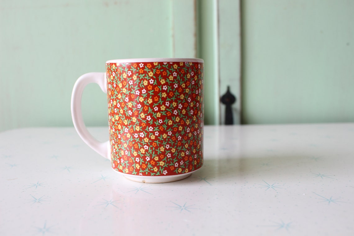 1960s RETRO FLORAL Coffee Mug.....retro housewares. flower. | Etsy