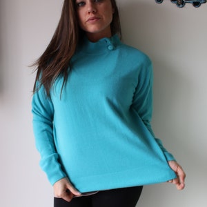 1980s SKY BLUE Pullover Sweater..hand Knit. Colorful. Bright. Retro ...