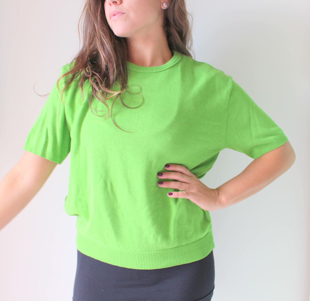 1980s LIME GREEN Crop Top...size Medium Large Womens...lime. Top. Green ...