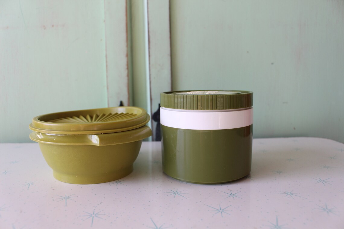 Vintage Tupperware Stackable Retro Set of 2....lime. Bright. - Etsy