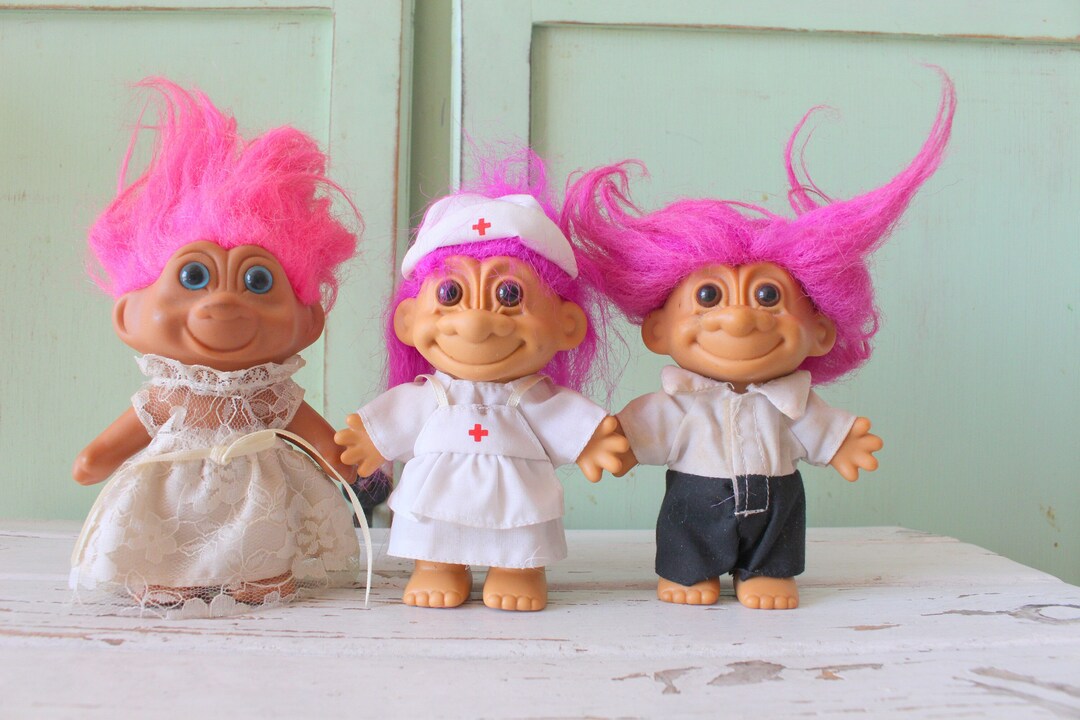 Vintage TROLLS Doll Set...nurse Troll. Collectible. Wedding Troll ...