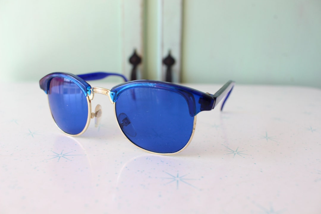 1990s Blue Hip Unisex Lens Sunglasses...retro. Colorful Shades. Hipster ...