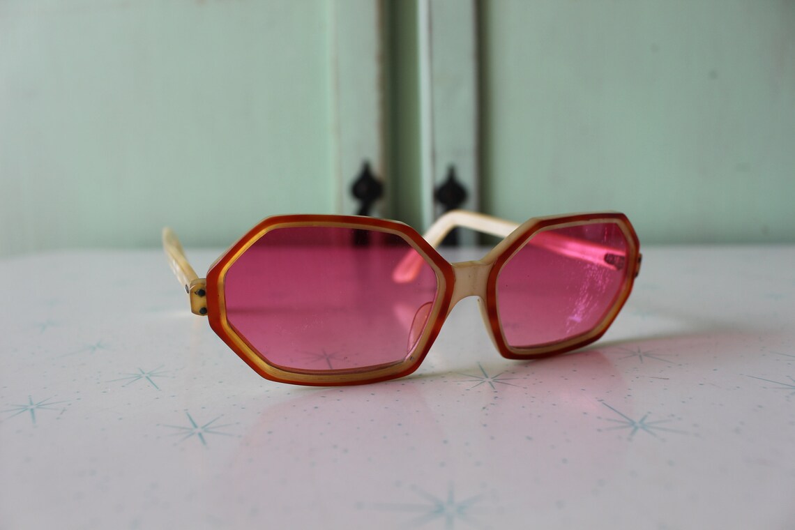 1960s Atomic Sunglasses: Vintage Pink Lens Eyewear - Etsy