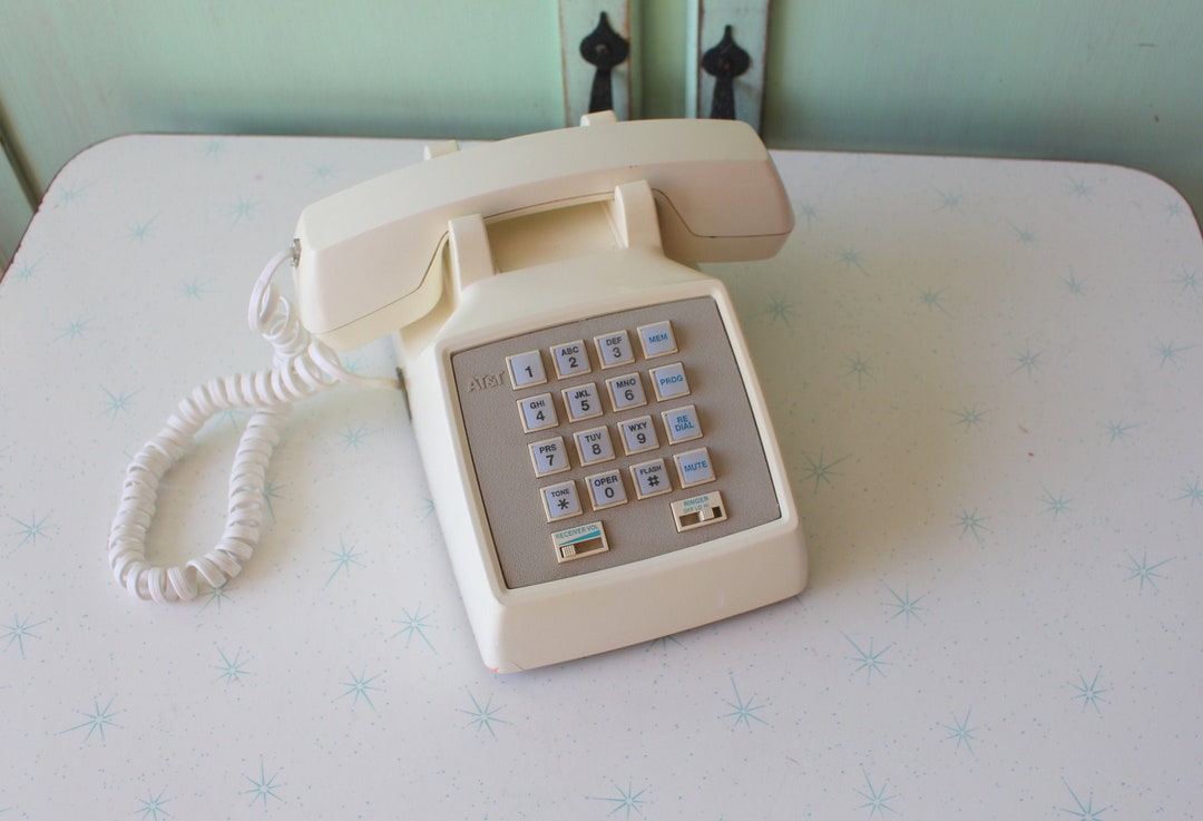 1960s 1970s Creamy White Rotary Telephone...retro. Diner. Rad. 1960s ...