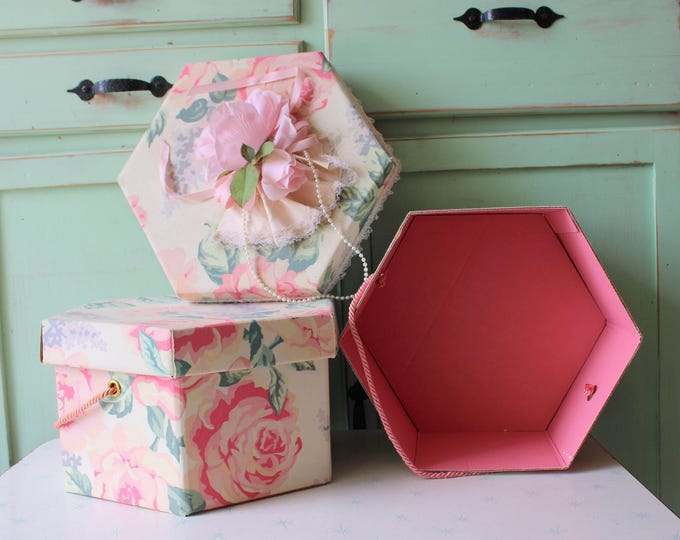 1980s Flower Rose Cottage Storage Keepsake Box Lot......vintage Box ...