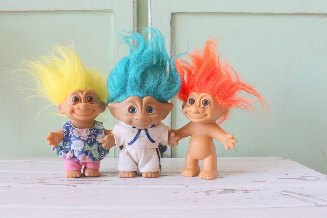 Vintage TROLLS Doll Set...doll. Collectible. 1980s. 1990s. Kitsch ...