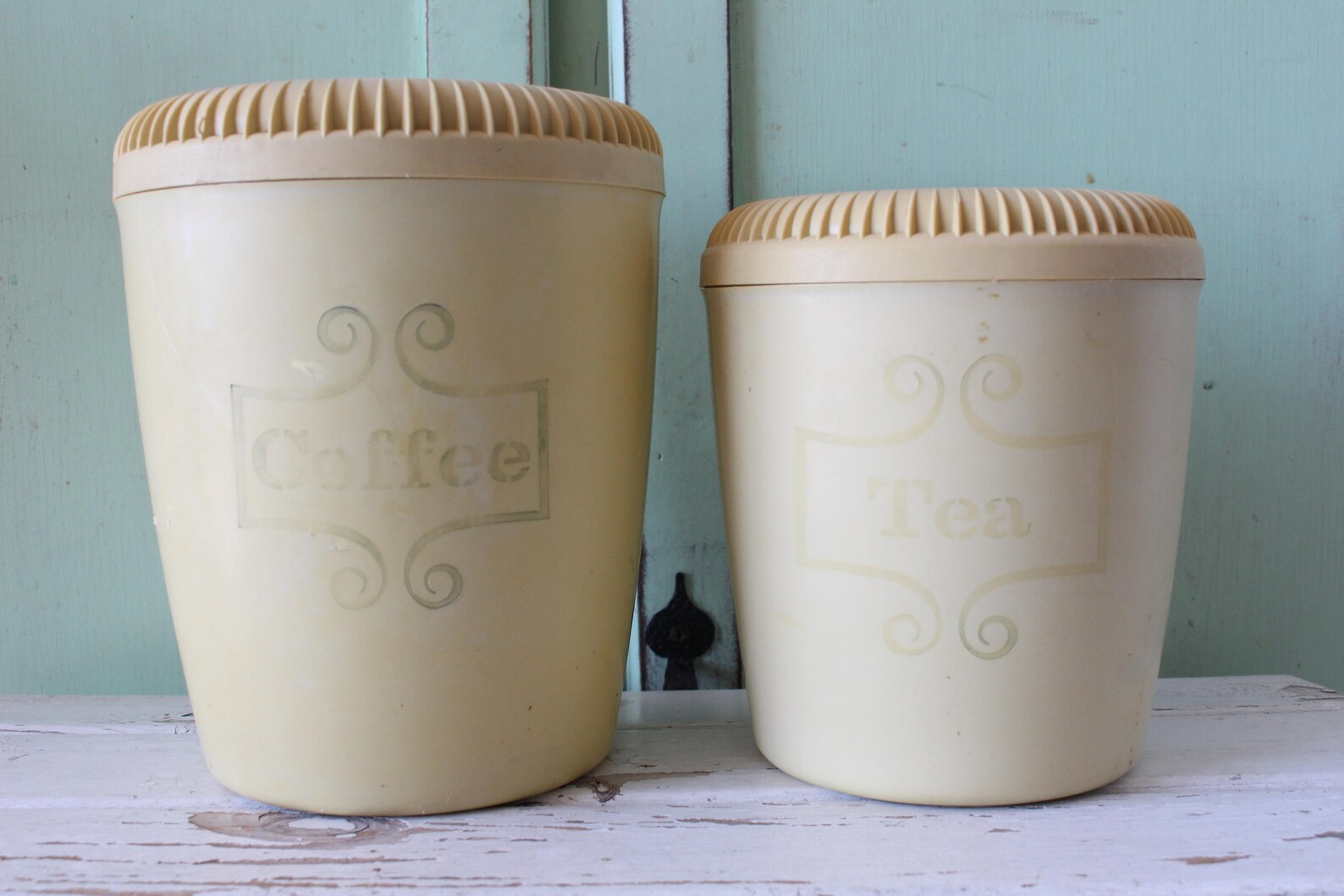 1970s TEA and COFFEE Canisters Set...set of 2. 1960s Home. | Etsy