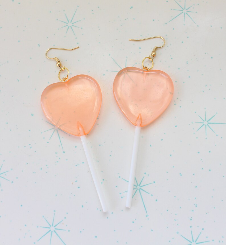 The HEART LOLLIPOP Earrings...candy. Retro. Charms Beads. - Etsy