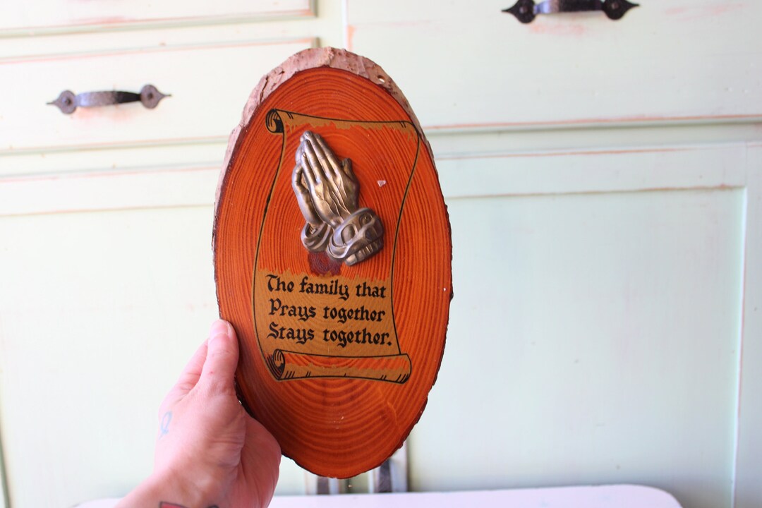 Vintage Family Praying Hands Wooden Art Hanging Decor......bless This ...