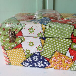 70s RETRO PATCHWORK Sewing Box Collection.threads. Sewing. Craft ...