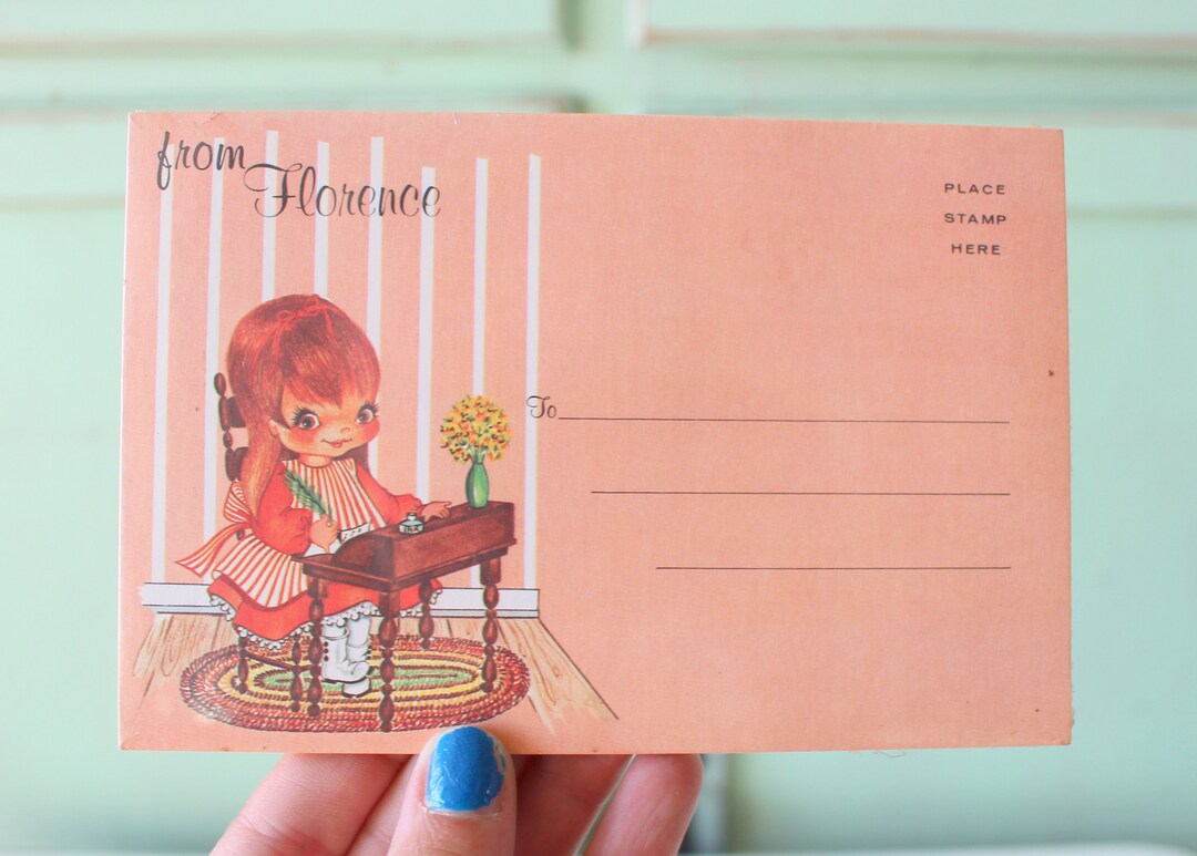 Vintage 60s NOS Letter FLORENCE Stationary Notebook Paper Postcards Pad ...