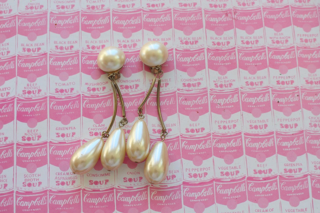 1980s Vintage Beaded Gems Golden Earrings.....wedding. Costume. 1980s ...