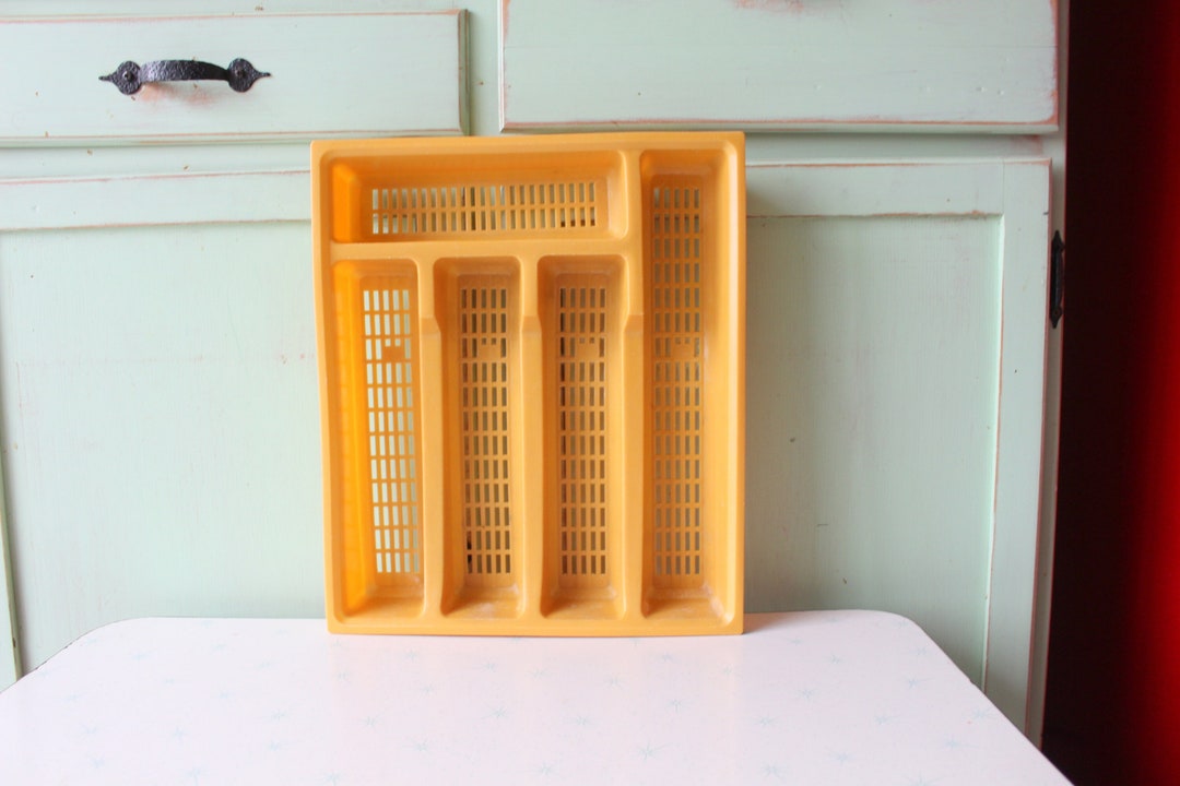 Vintage Mustard Yellow Silverware Tray: Retro Kitchen Decor - Etsy