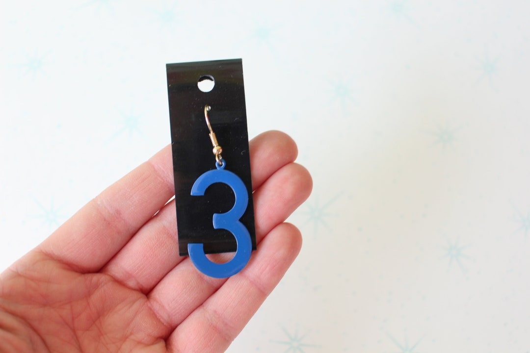 1970s 1980s NUMBER EARRING.NOS. Three. Teacher. Rainbow. New Old Stock ...