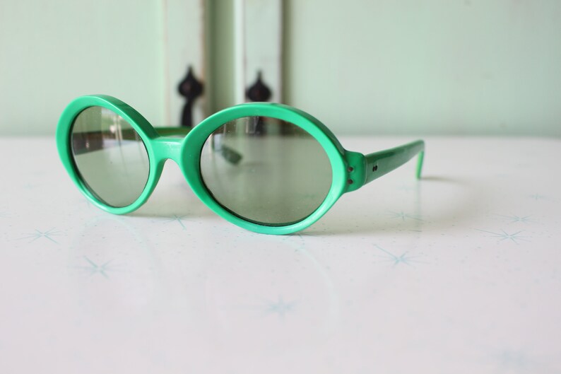 1970s Mod Sunglasses: Lime Green Big Lens, Deadstock - Etsy