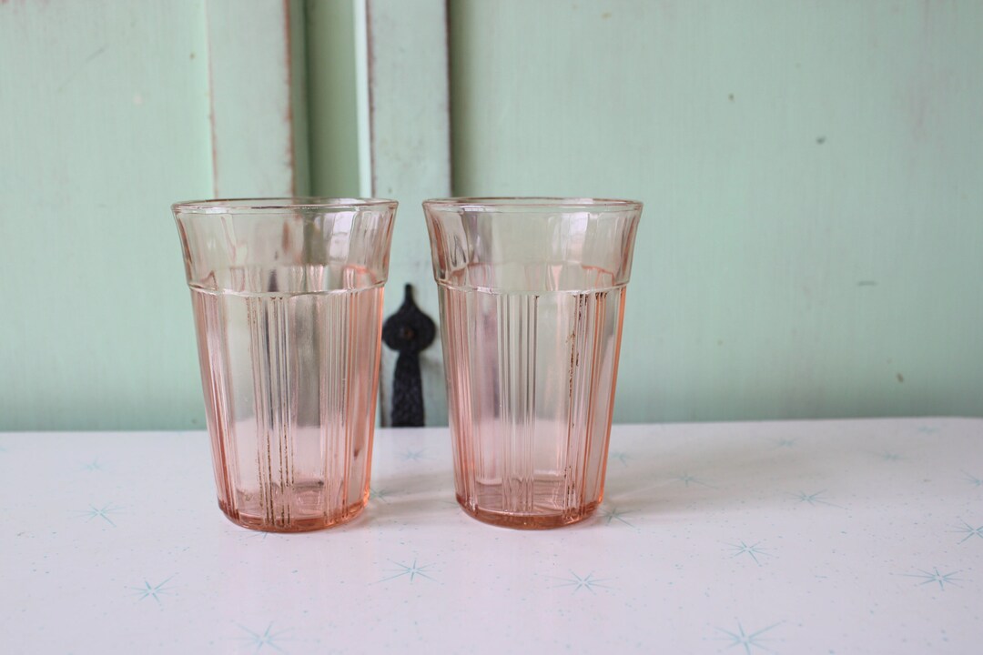 Vintage RETRO PINK GLASS Set of 2...juice Cups. Dessert. Kitschy. Mod ...