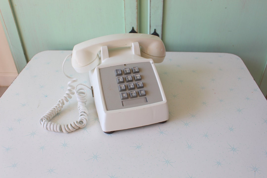 1960s 1970s Dreamy White Rotary Telephone...retro. Diner. Rad. 1960s ...
