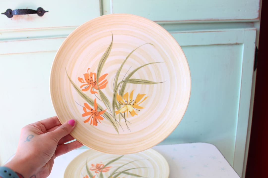 Vintage Flower Retro Atomic Plates Set of 2.....orange. Retro. Eat ...