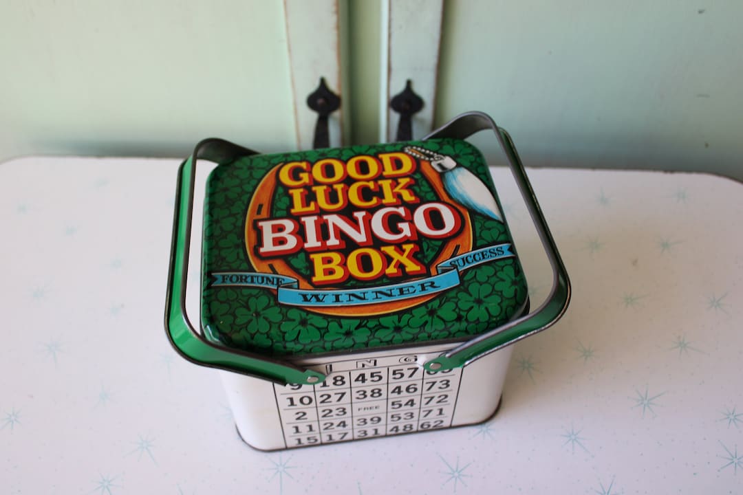 Vintage BINGO Game Night Tin Box..1970s 1980s. Retro. Numbers. Cards ...