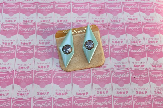 1980s Blue Triangle Costume Earrings: Glam Rocker Jew… - Gem