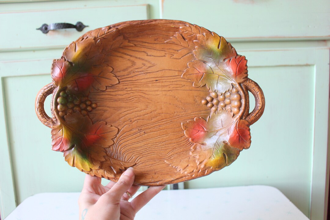 Vintage Leaf Nature Platter Tray Bowl....1970s. 1960s. Kitsch. Serving ...
