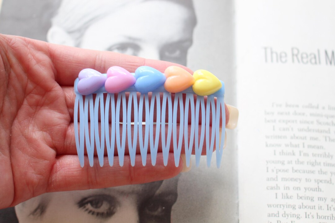 Vintage 80s Pastel Heart Hair Comb Barrette - Etsy