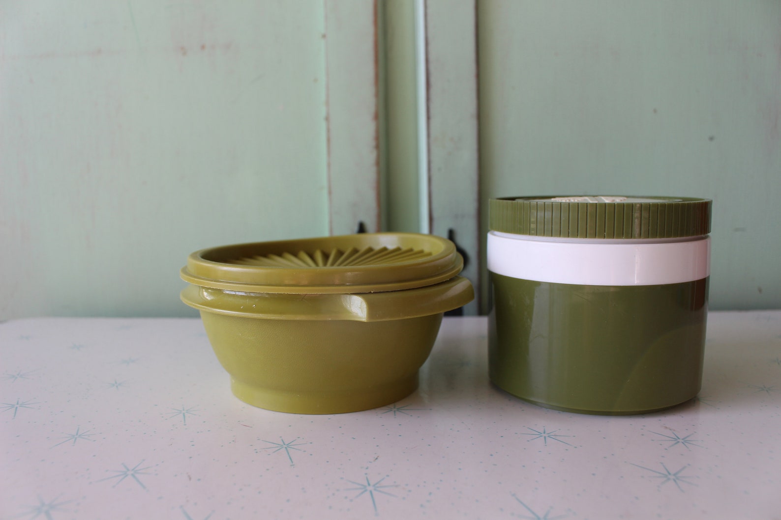 Vintage Tupperware Stackable Retro Set of 2....lime. Bright. | Etsy