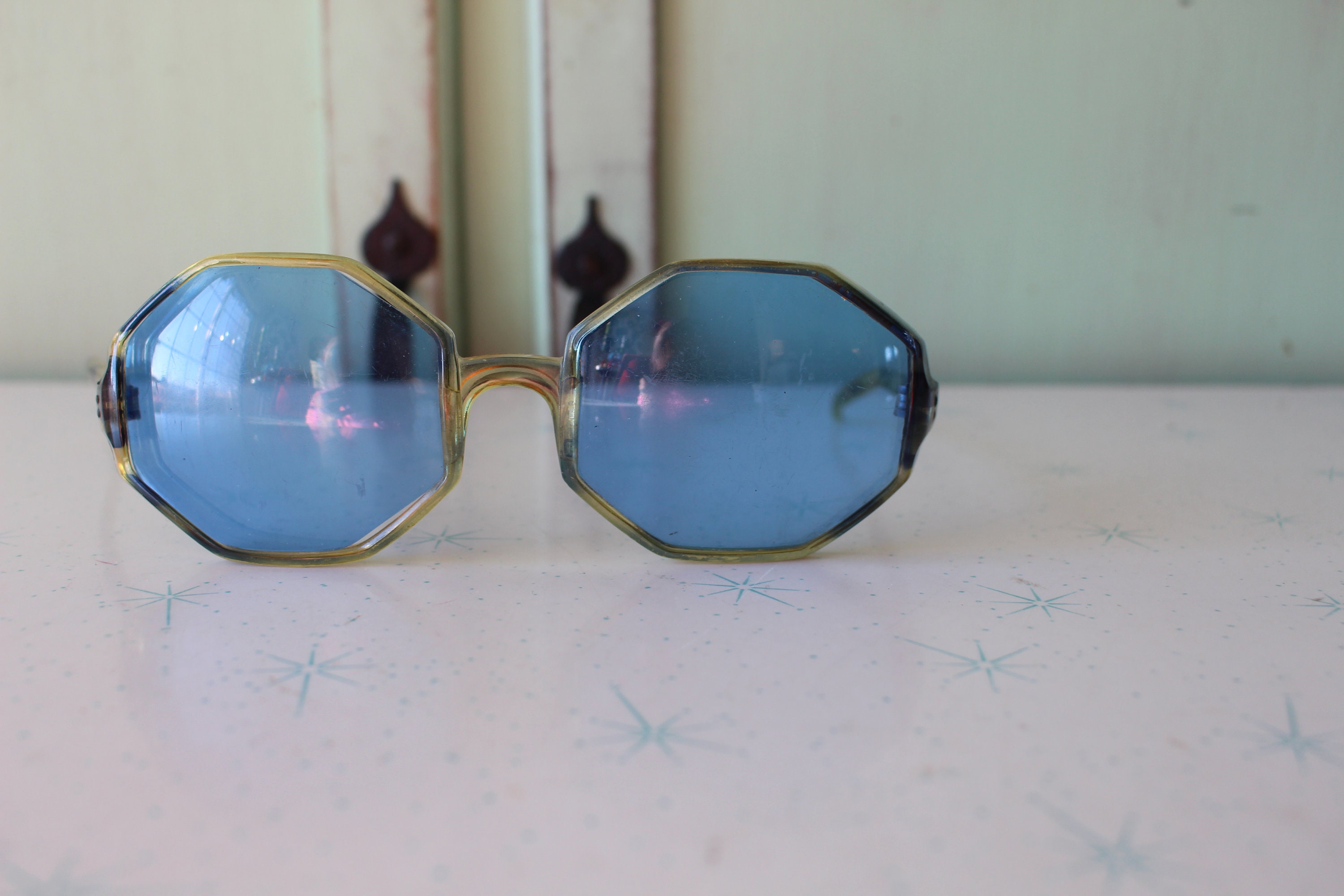 1960s 70s Vintage MOD DISCO Sunglasses...hexagon. Oversized. - Etsy