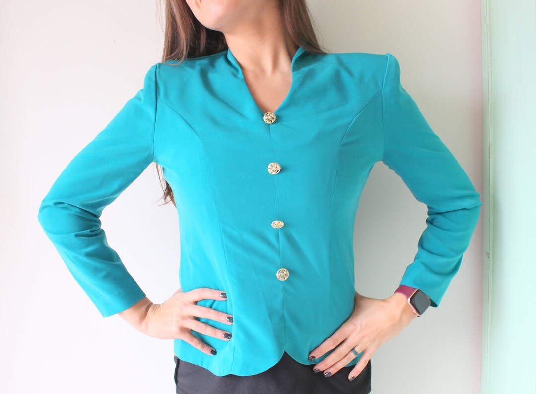 Vintage TEAL Beautiful Blouse.....small. Medium. Mod. Costume. Gold ...