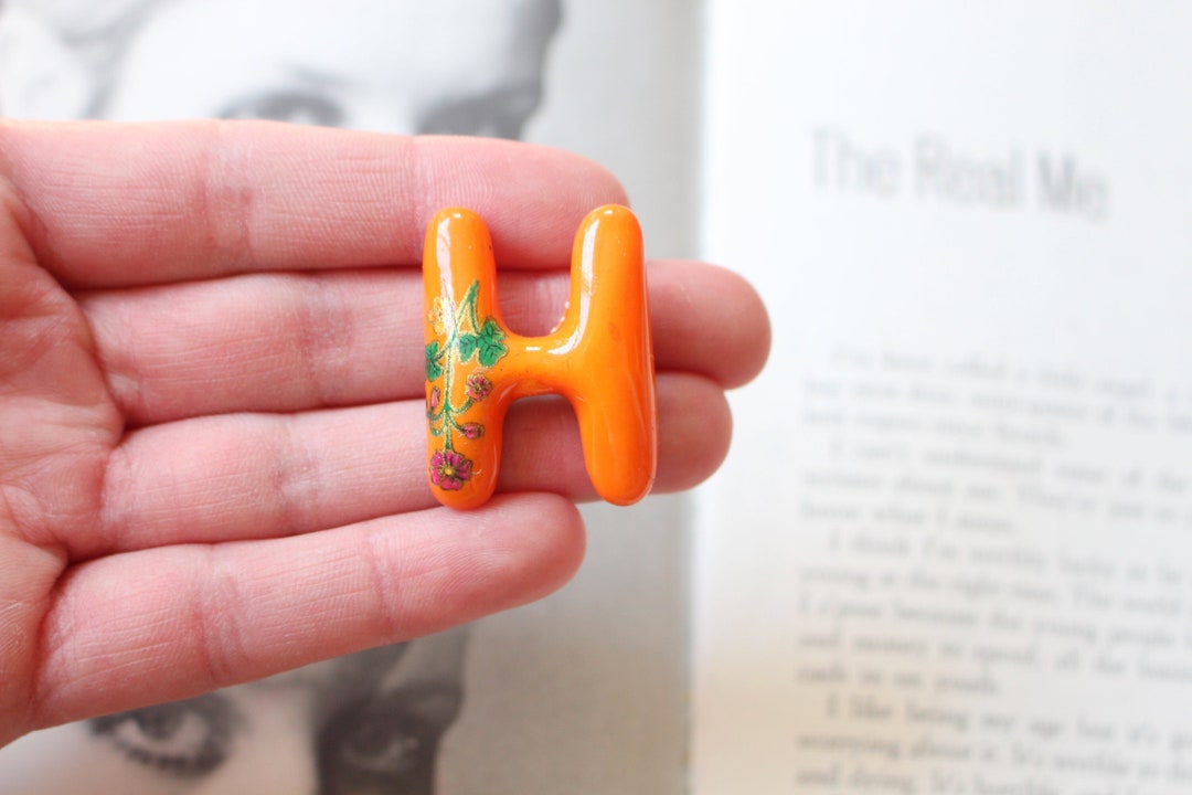 Vintage 80s NOS Orange Letter T Brooch..retro. 70s. 80s. Classic ...