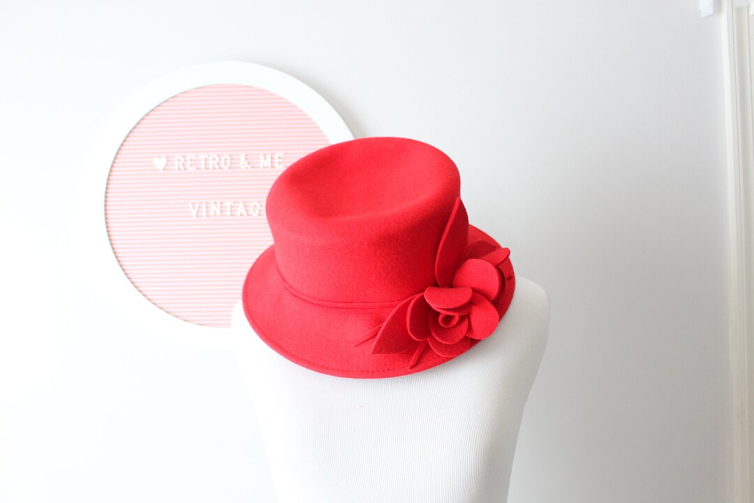 Vintage Fancy Red Hat.....red. Winter Hat. Wedding. Valentine. Costume ...