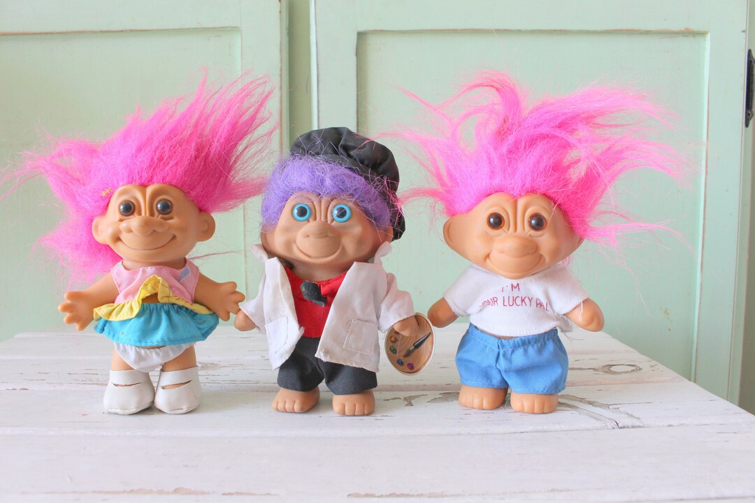 Vintage TROLLS Doll Set...doll. Collectible. Artist Troll. 1980s. 1990s ...
