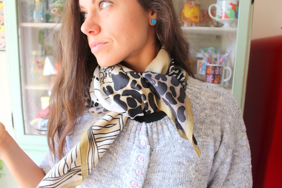 70s Vintage AMAZING Animal Print Scarf....zebra. retr… - Gem