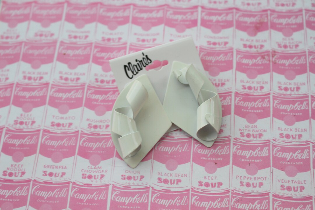 Vintage White Mod Earrings: 1980s Pierced Disco Style - Etsy