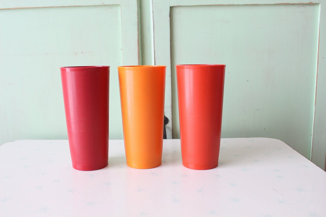Vintage Colorful Plastic Cups Set: 1970s Retro Home Decor - Etsy