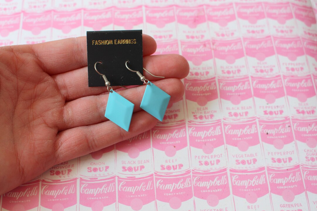 1980s BLUE Earrings.....costume. 1980s Glam. Killer 80s. Rad. Rocker ...